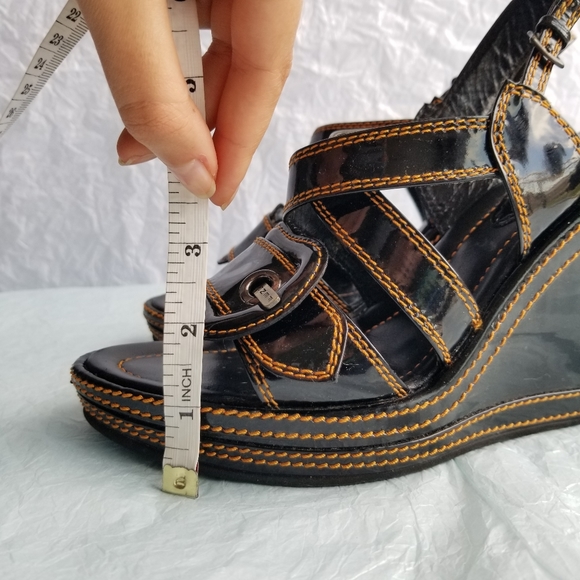 Fendi | Shoes | Fendi Patent Leather Wedge Sandals | Poshmark